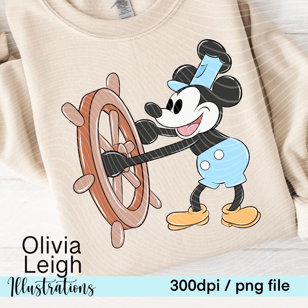 Mickey Cute Steamboat Willie Hand Drawn Clipart PNG Files DIGITAL ...