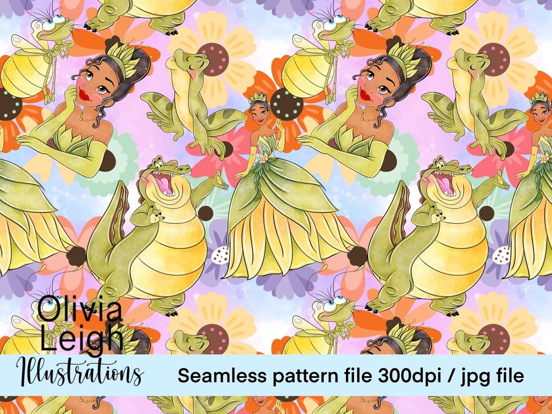 Cute Princess Tiana Seamless Pattern. Digital Paper. DIGITAL - Etsy