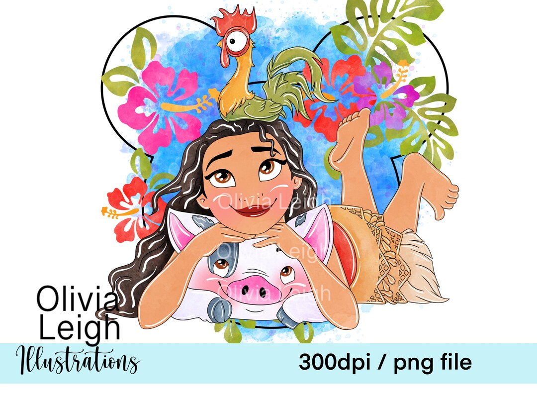 Princess Moana Cute Clipart Sublimation PNG Files DIGITAL DOWNLOAD ...
