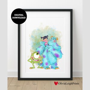 Set of Six Monsters Inc Watercolour Word Art Quote Print-wall Art-gift ...
