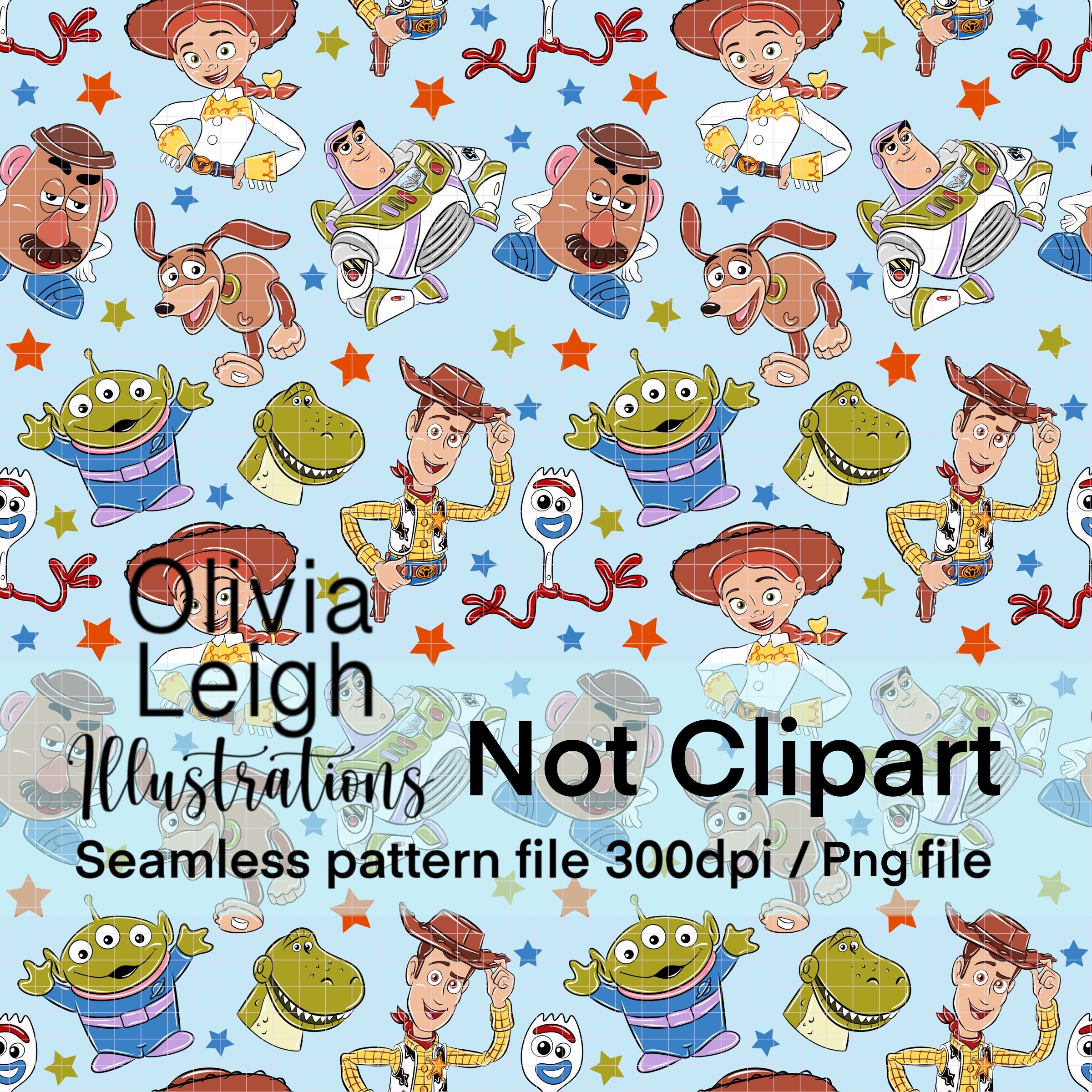 Toy Story Seamless Repeat Pattern. Digital Paper. Hand Drawn DIGITAL ...