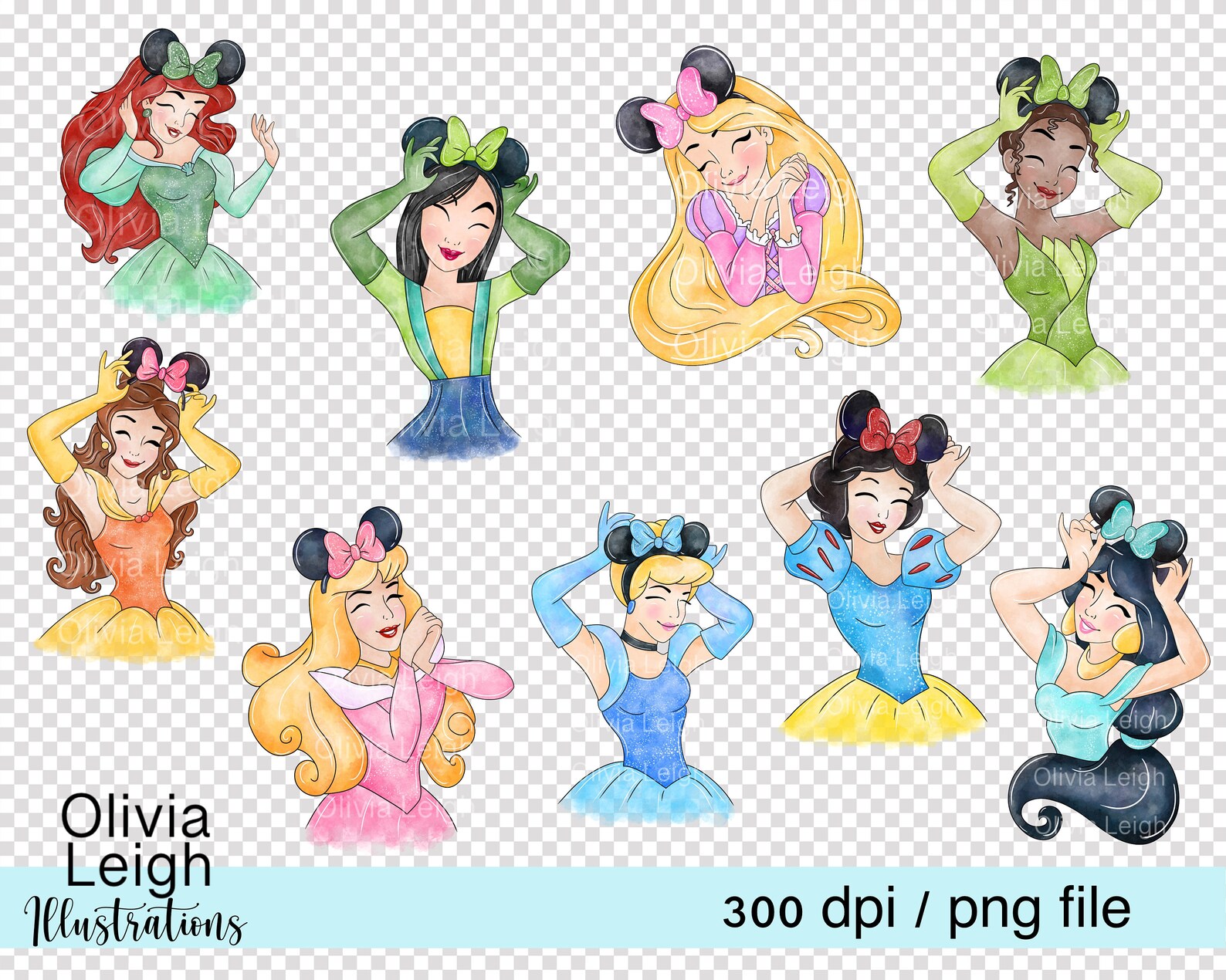 Set of Cute Princess Clipart PNG Files DIGITAL DOWNLOAD - Etsy