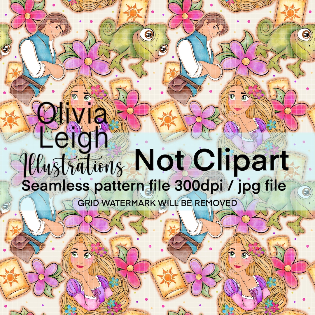Princess Rapunzel, Tangled, Seamless Repeat Pattern. Digital Paper ...