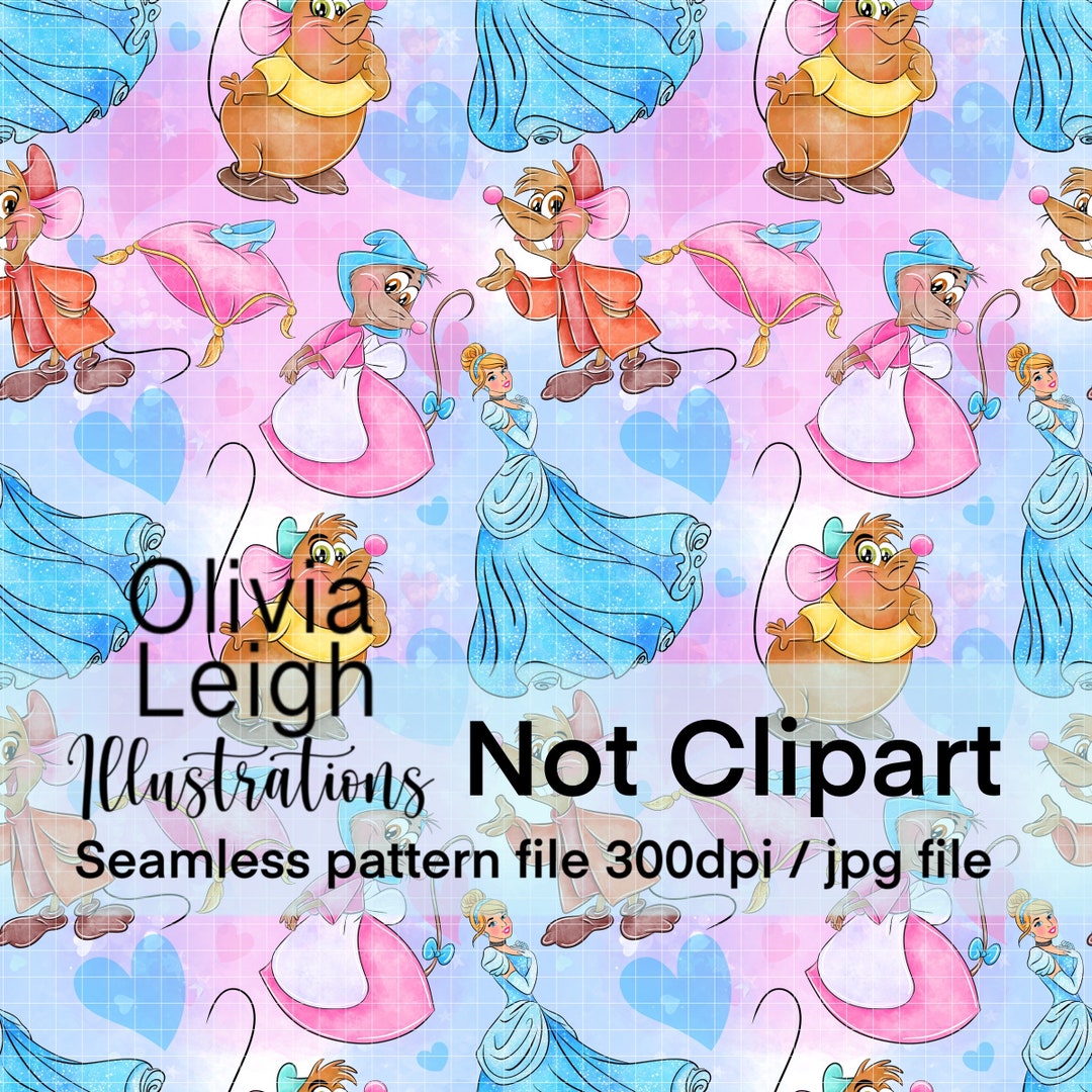 Princess Cinderella and Friends Cute Seamless Pattern. Digital Paper ...