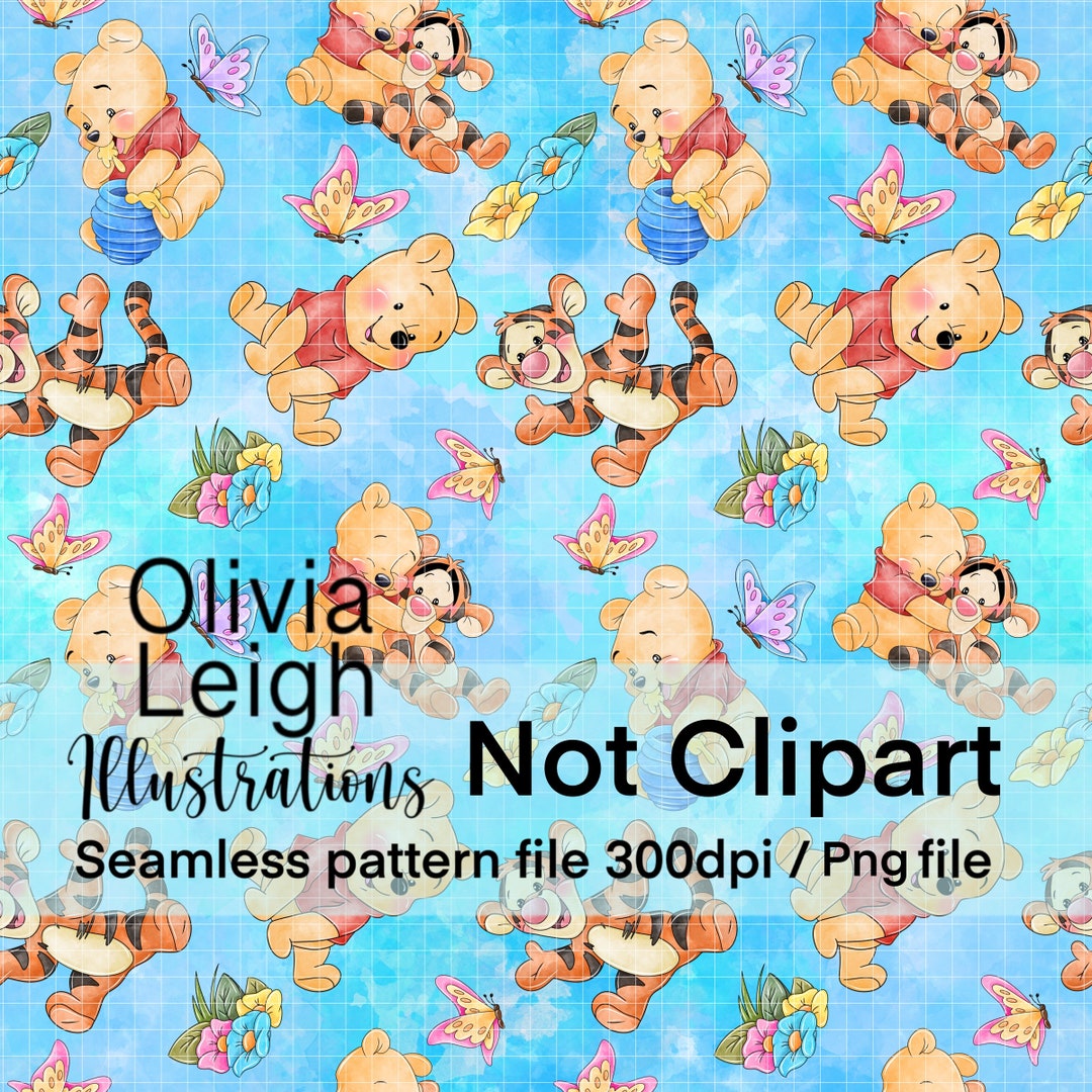 Cute Baby Winnie the Pooh and Tigger Seamless Pattern. Digital Paper ...