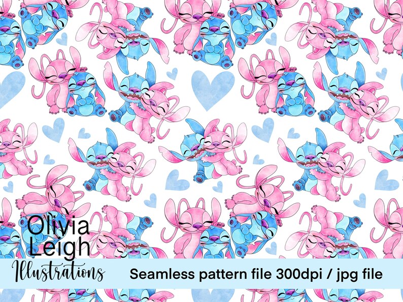 Cute Stitch and Angel Seamless Pattern. Digital Paper. DIGITAL - Etsy