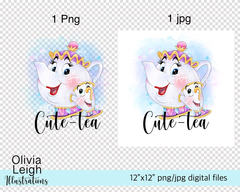 Mrs Potts and Chip PNG Sublimation Quote Clipart Files DIGITAL DOWNLOAD ...