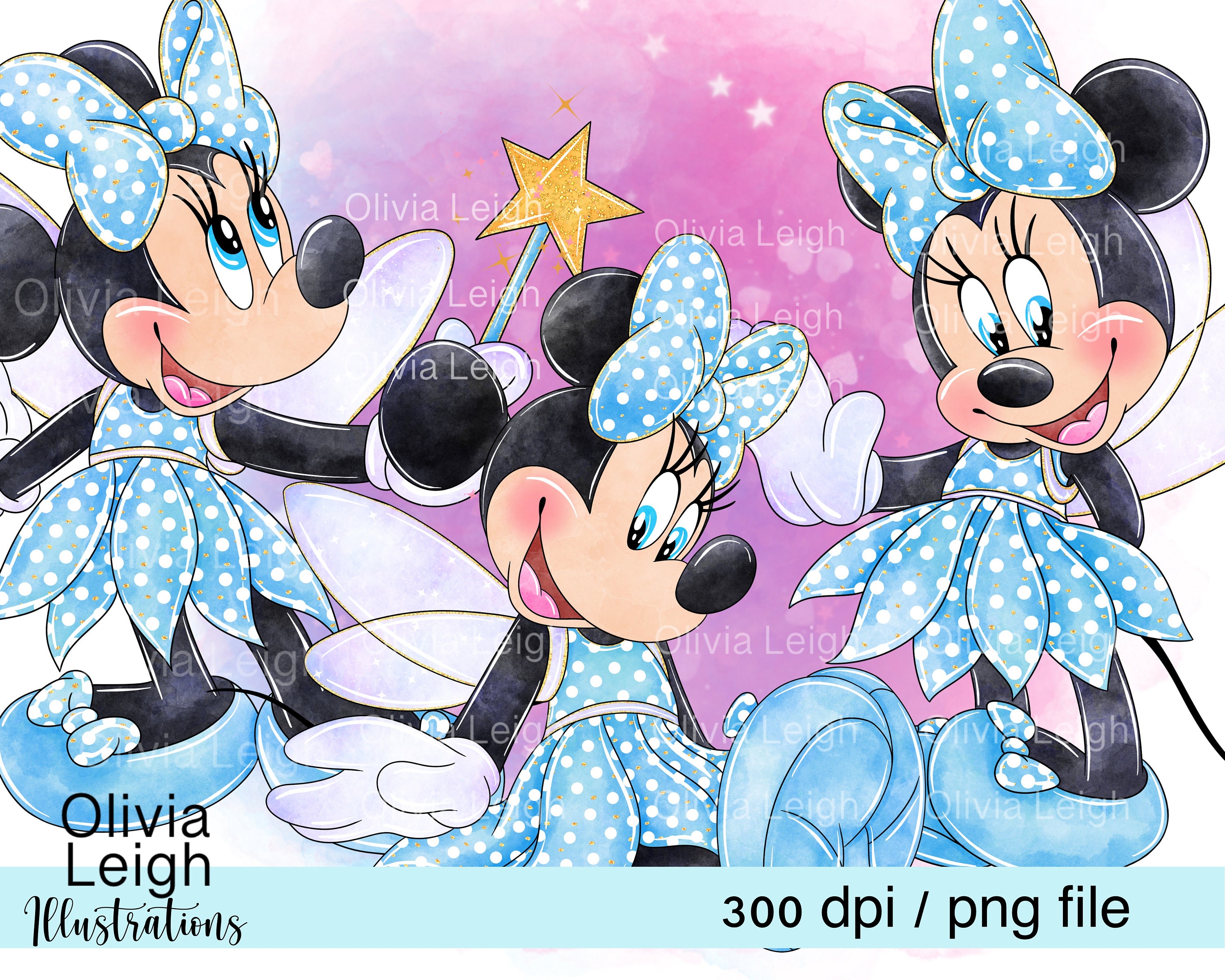 Minnie Mouse Cute Fairies Clipart PNG Files DIGITAL DOWNLOAD Children's ...