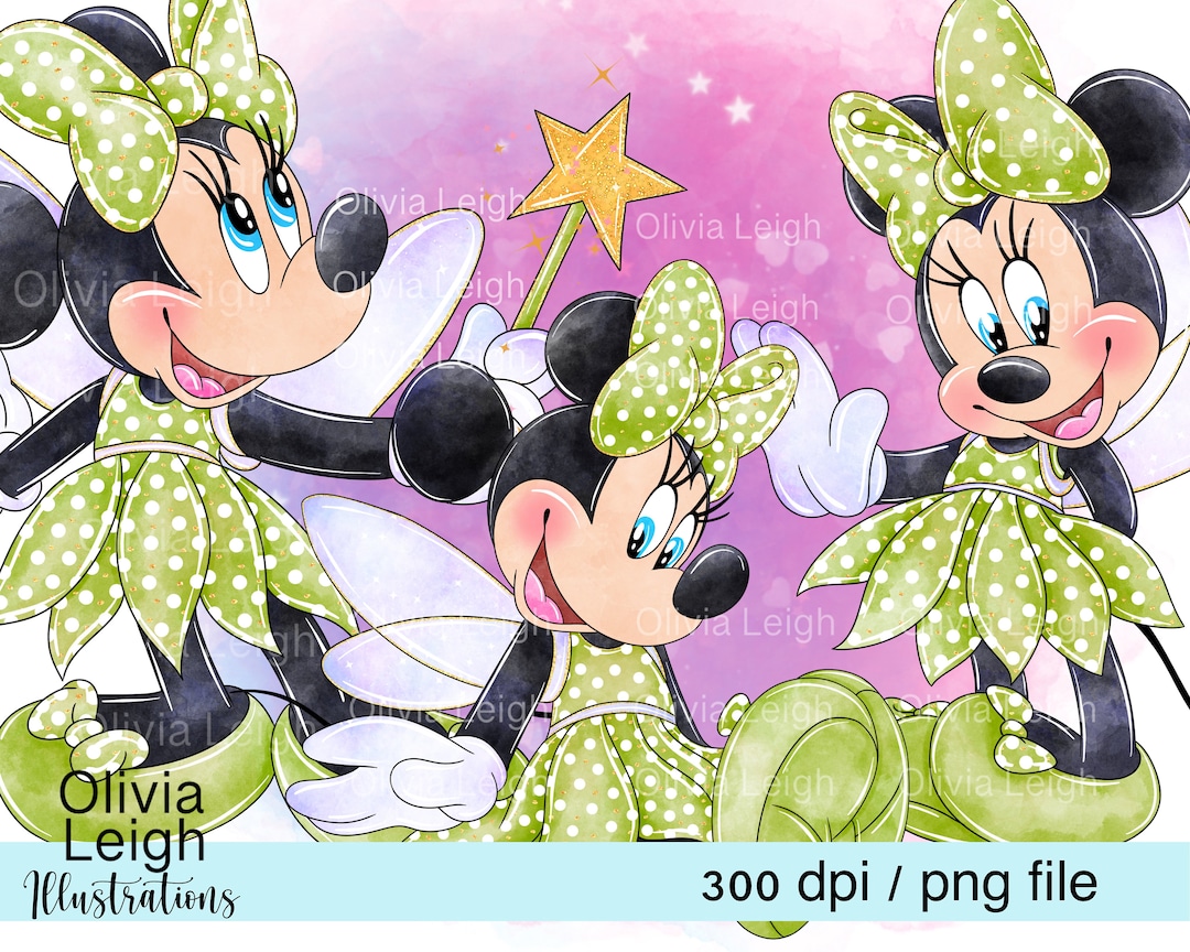 Minnie Mouse Cute Fairies Clipart PNG Files DIGITAL DOWNLOAD Children's ...