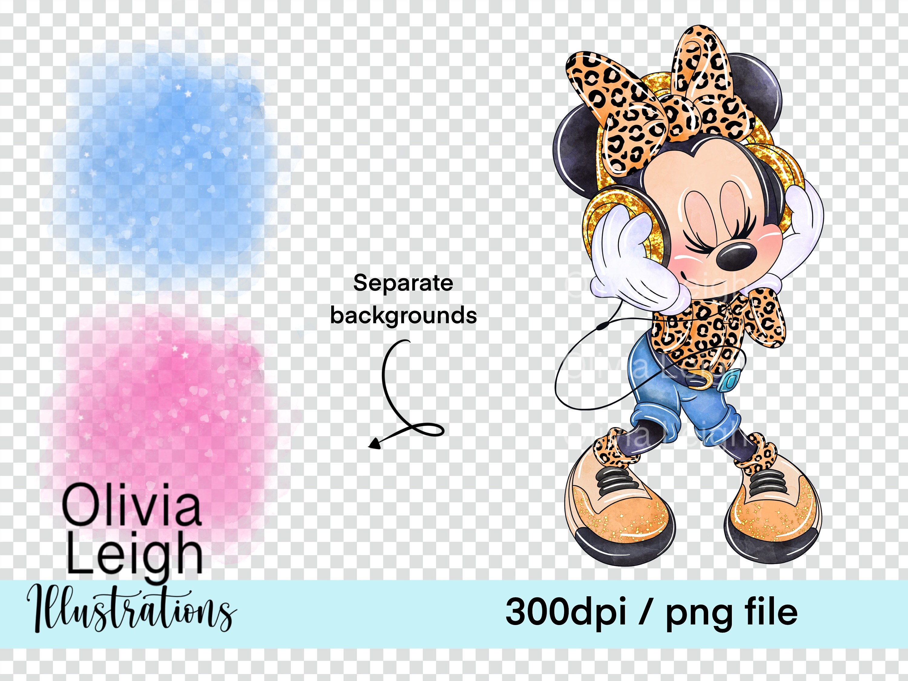 Minnie Cute Leopard Print Clipart PNG Files DIGITAL DOWNLOAD Childrens ...