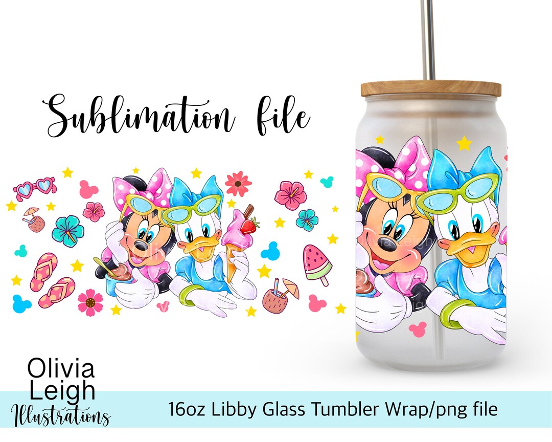 Minnie and Daisy Summer Wrap PNG File DIGITAL DOWNLOAD 16oz Glass ...