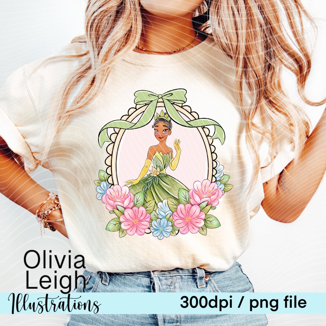 Princess Tiana PNG Frame Bow Coquette Style Shirt Design File DIGITAL ...