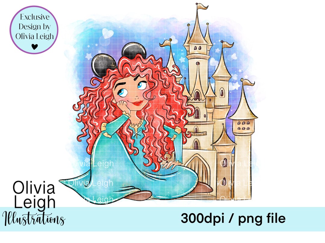 Cute Princess Castle Merida, Brave Clipart Sublimation PNG Files ...