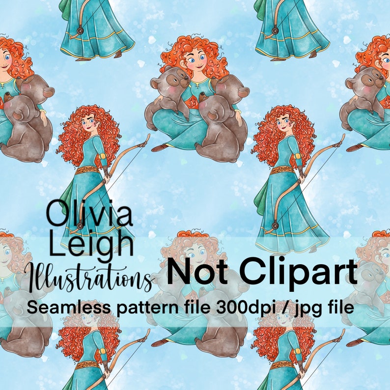 Cute Princess Merida Brave Seamless Pattern. Digital Paper. - Etsy