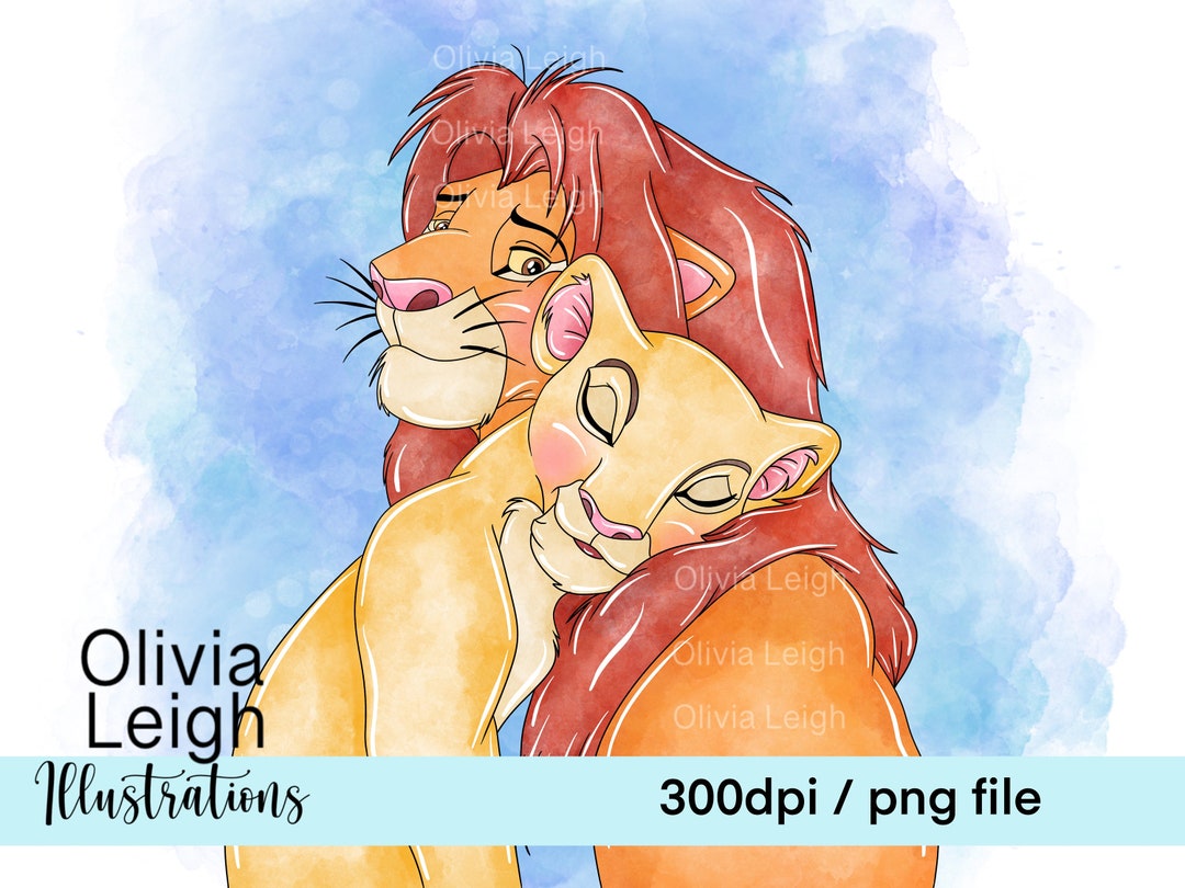 The Lion King Simba and Nala Cute Valentines Clipart PNG Files DIGITAL ...
