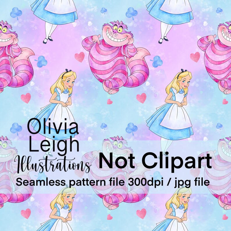 Alice in Wonderland Cute Seamless Pattern. Digital Paper. - Etsy