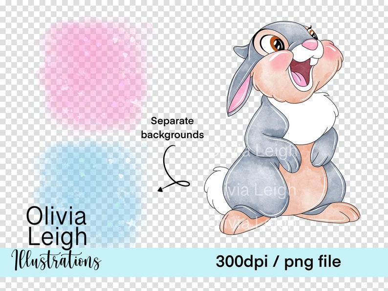 Bambi Thumper Rabbit Cute Clipart PNG Files DIGITAL DOWNLOAD - Etsy