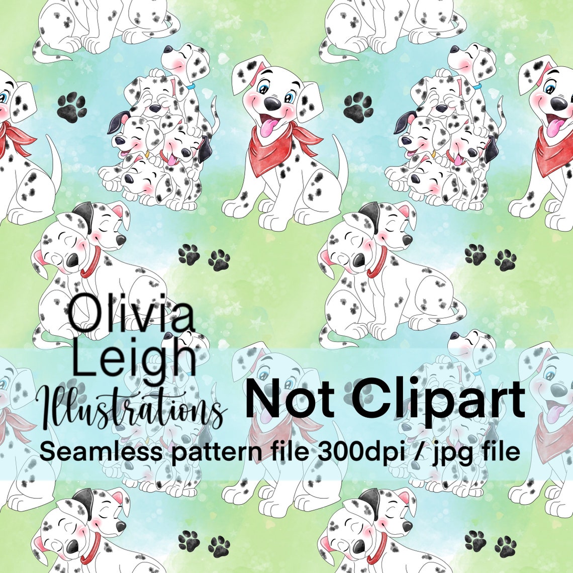 Cute 101 Dalmatians Puppy Dog Print Seamless Pattern. Digital - Etsy