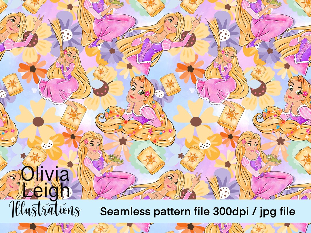 Princess Rapunzel Repeat Seamless Pattern. Digital Paper. - Etsy