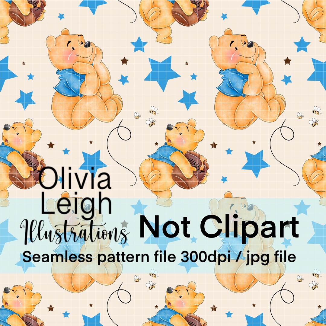 Winnie the Pooh Bear and Eeyore Seamless Repeat Pattern. Digital Paper ...