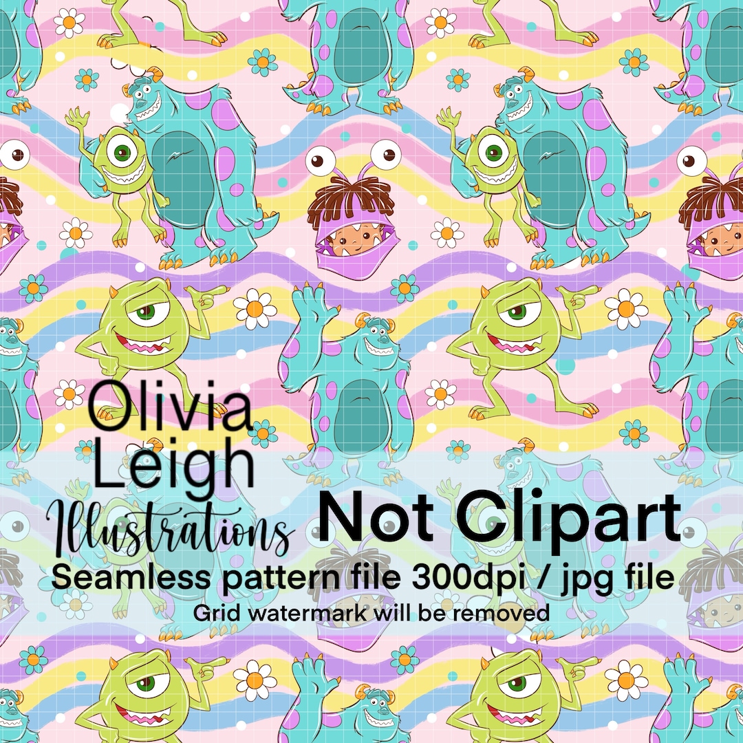 Monsters Inc Summer Seamless Pattern. Digital Paper. DIGITAL DOWNLOAD ...