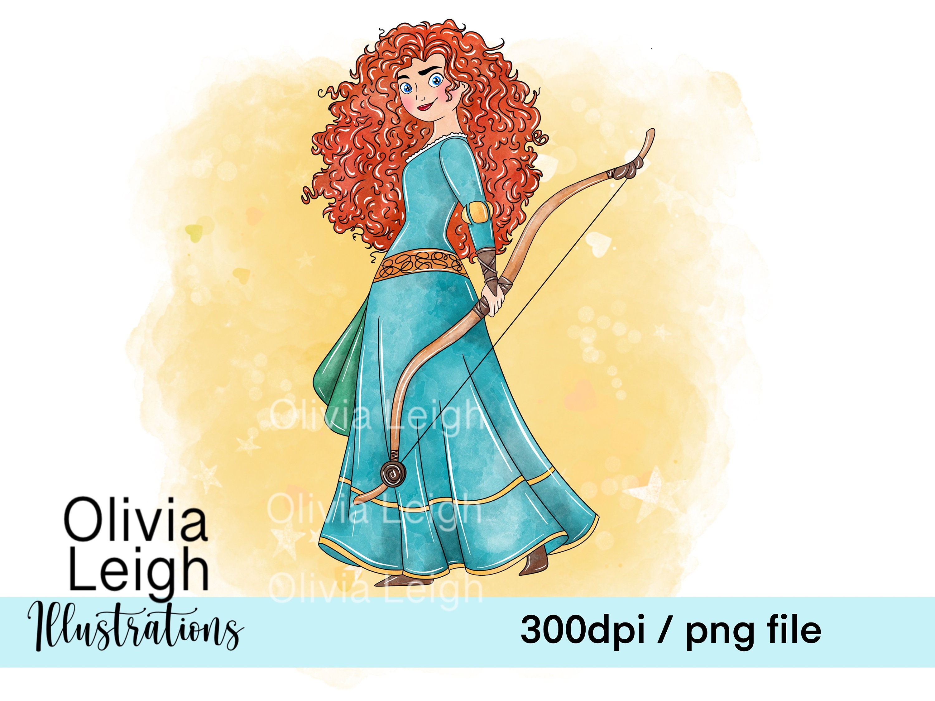 Princess Merida Brave Cute Clipart PNG Files DIGITAL DOWNLOAD - Etsy