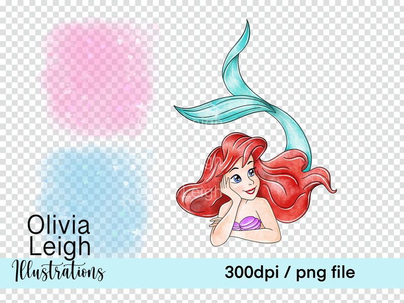 Princess Ariel Cute Clipart PNG Files DIGITAL DOWNLOAD - Etsy