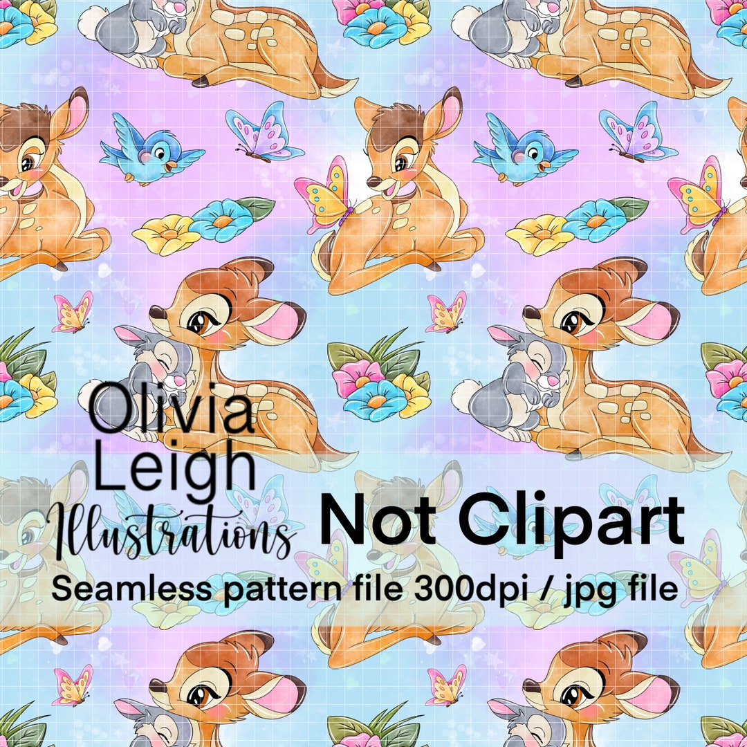 Bambi Cute Seamless Pattern. Digital Paper. DIGITAL DOWNLOAD Printable ...