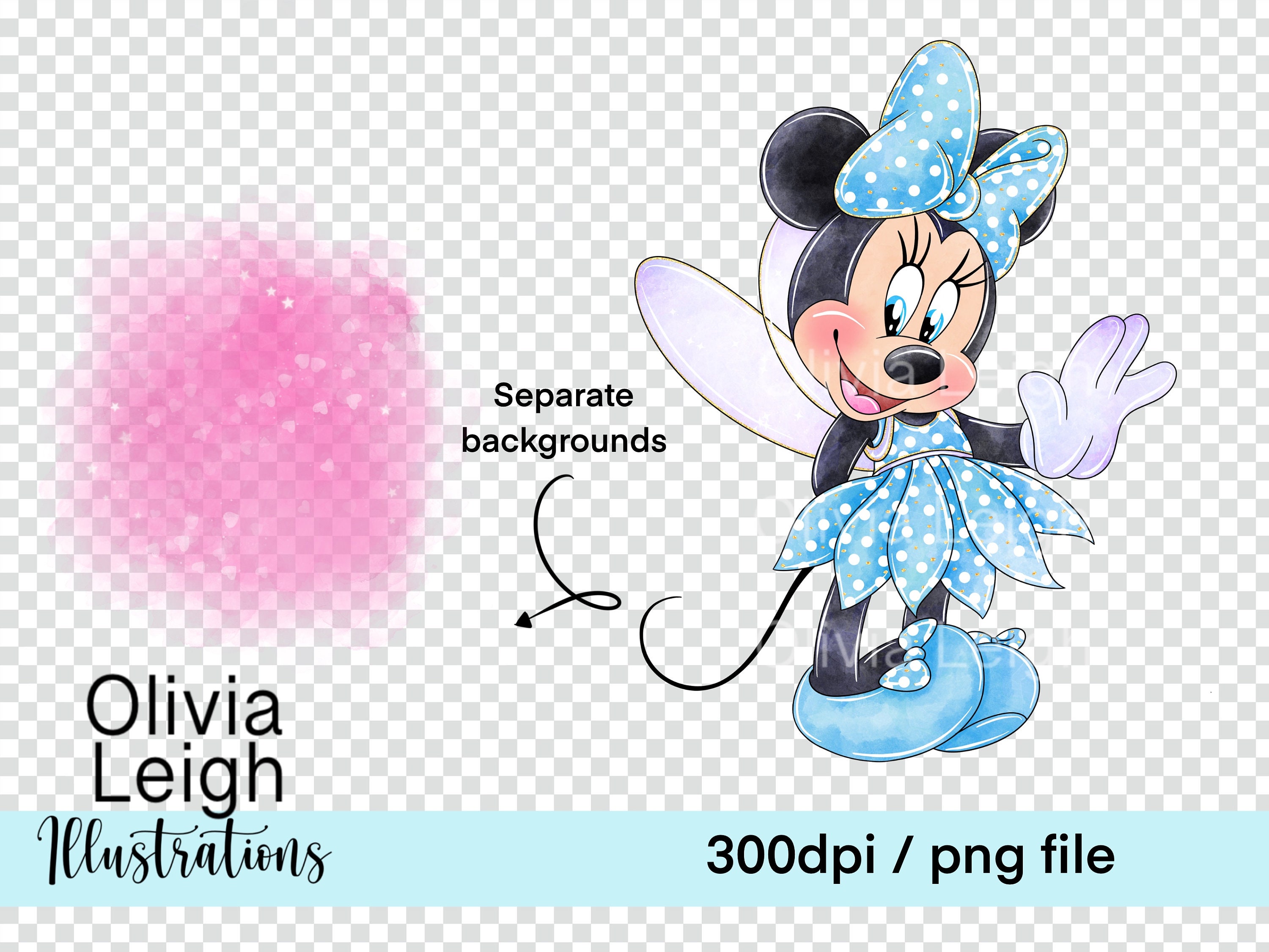 Minnie Mouse Cute Fairies Clipart PNG Files DIGITAL DOWNLOAD Children's ...