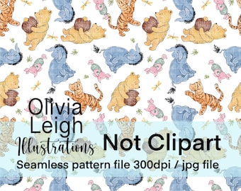 Classic Winnie-the-pooh Seamless Pattern, Pooh and Piglet, Repeating ...