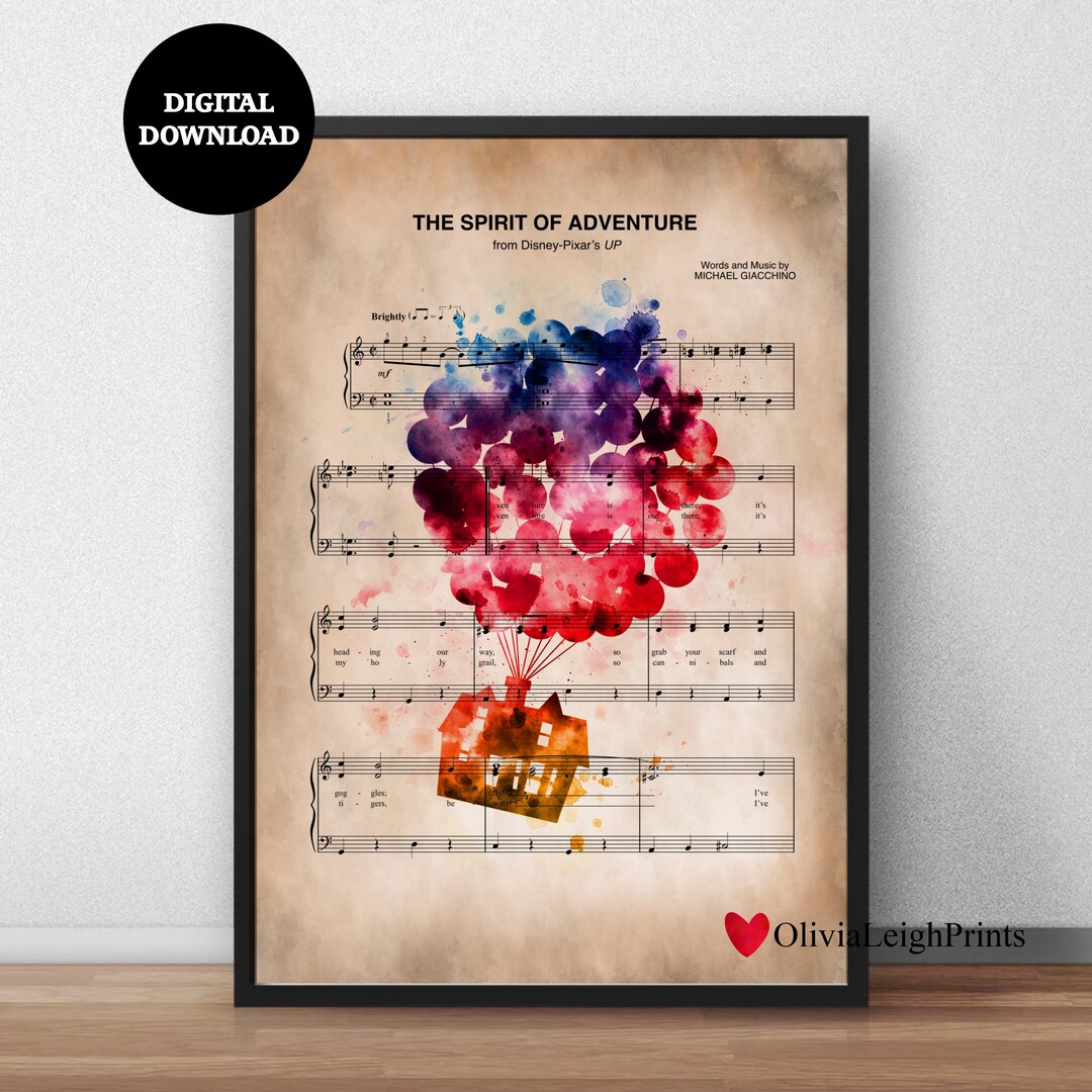 Up Balloon House Music Sheet Print-wall Art-gift DIGITALDOWNLOAD ...