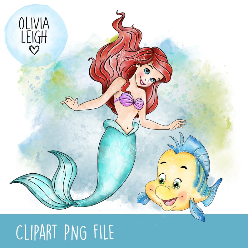 Set of Princess Ariel Cute Clipart PNG Files DIGITAL DOWNLOAD - Etsy