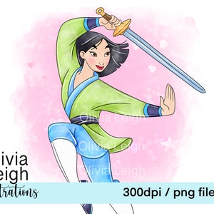 Princess Mulan Cute Clipart PNG Files DIGITAL DOWNLOAD Commercial Use ...