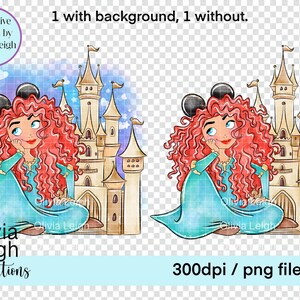 Cute Princess Castle Merida, Brave Clipart Sublimation PNG Files ...