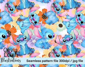 Cute Lilo and Stitch Seamless Pattern. Digital Paper. DIGITAL - Etsy