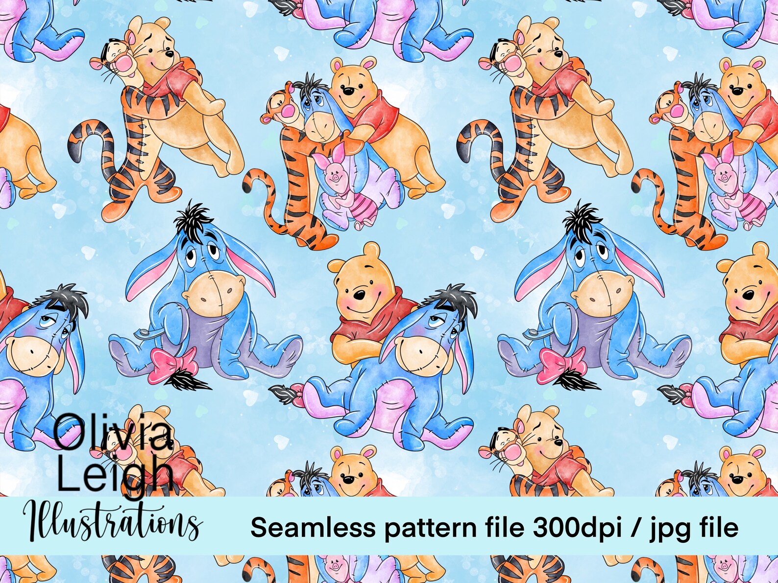 Cute Baby Winnie the Pooh Eeyore Tigger and Piglet Seamless - Etsy