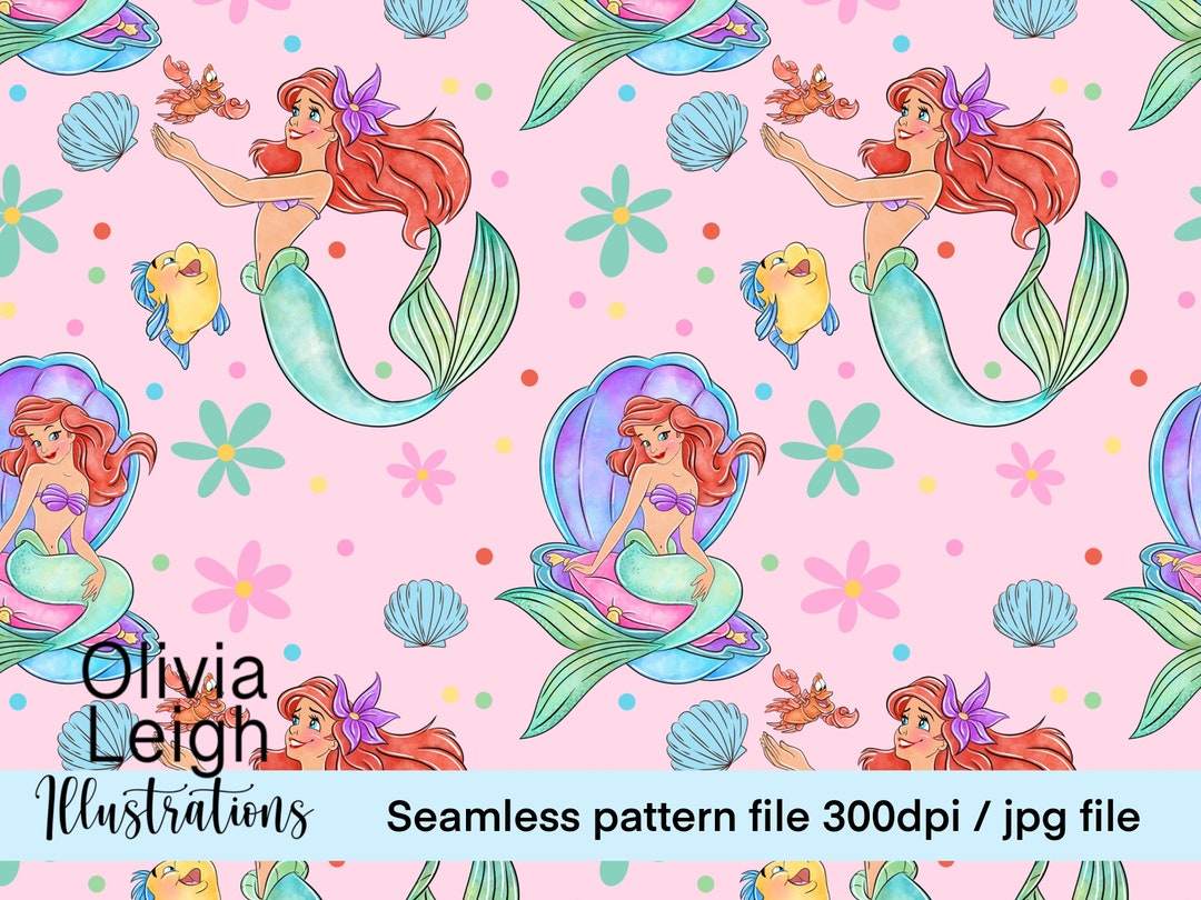 Princess Ariel Seamless Repeat Pattern. Digital Paper. DIGITAL - Etsy