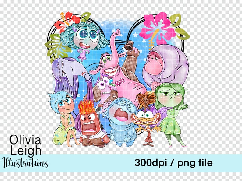 Inside Out Cute Clipart PNG Files Hand Drawn DIGITAL DOWNLOAD Printable ...