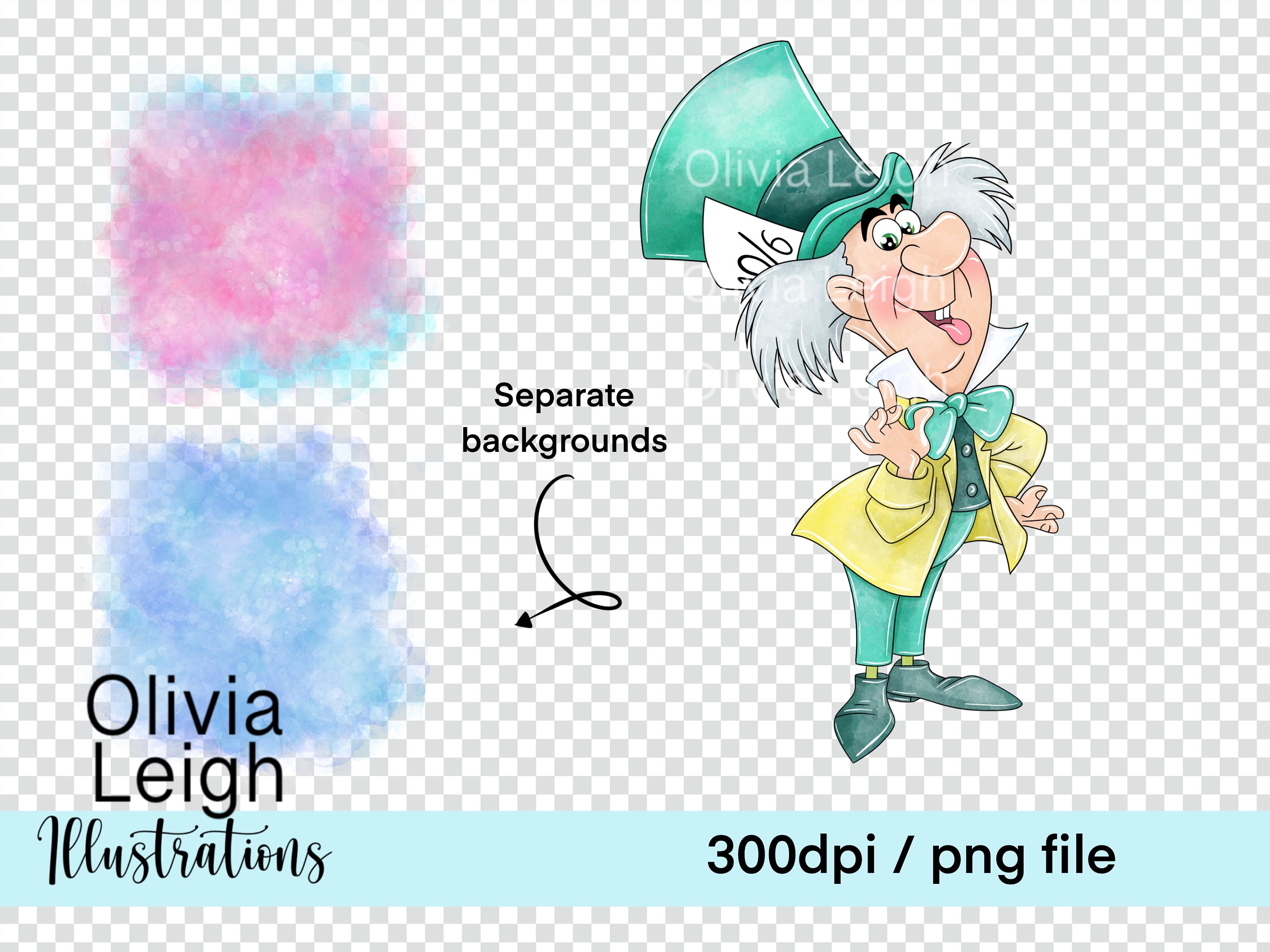 Set of Alice in Wonderland the Cheshire Cat Mad Hatter Cute - Etsy