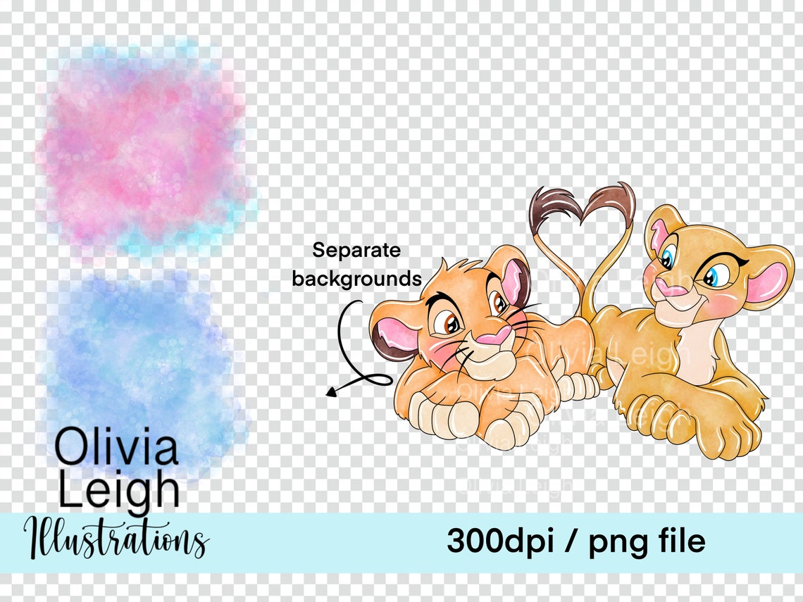 The Lion King Simba and Nala Cute Valentines Clipart PNG Files - Etsy ...
