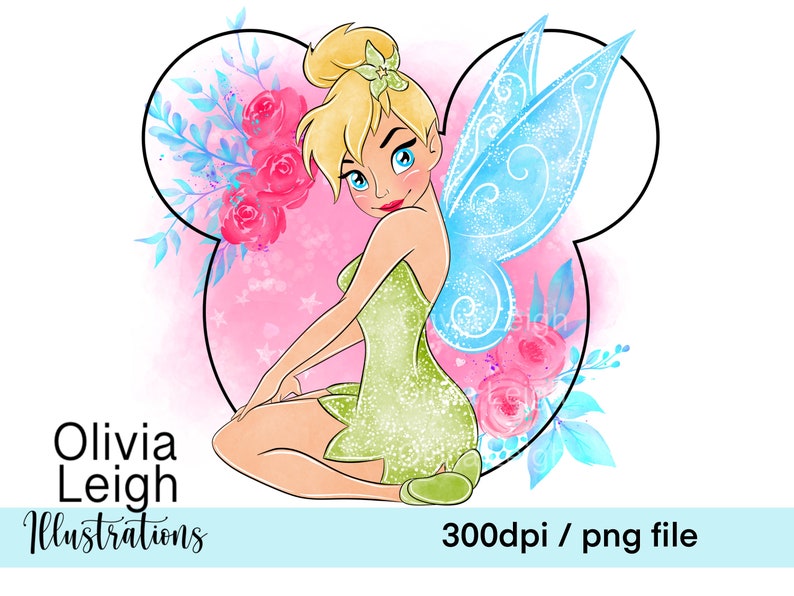Tinkerbell Princess Fairy Cute Clipart PNG Files DIGITAL DOWNLOAD ...
