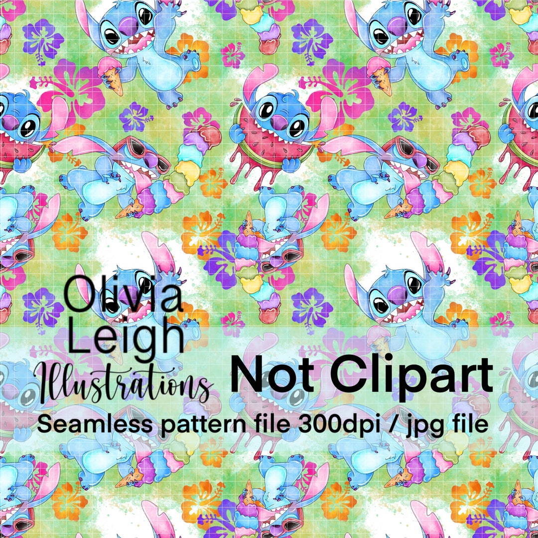 Cute Stitch and Angel Seamless Pattern. Digital Paper. DIGITAL DOWNLOAD ...