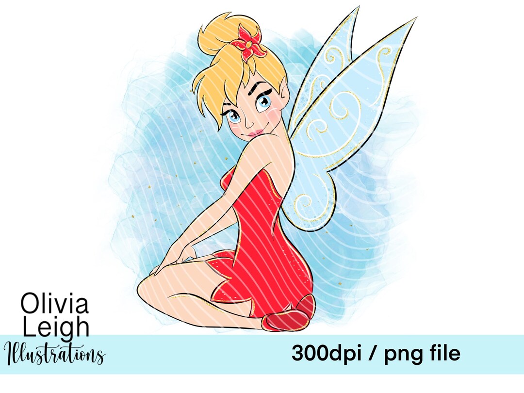 Cute Princess Tinker Bell Hand Drawn Glitter Clipart PNG Files DIGITAL ...
