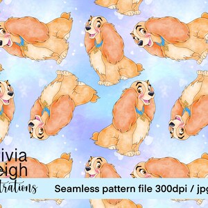 Set of 9 Cute Lady and the Tramp Seamless Patterns. Digital Paper ...