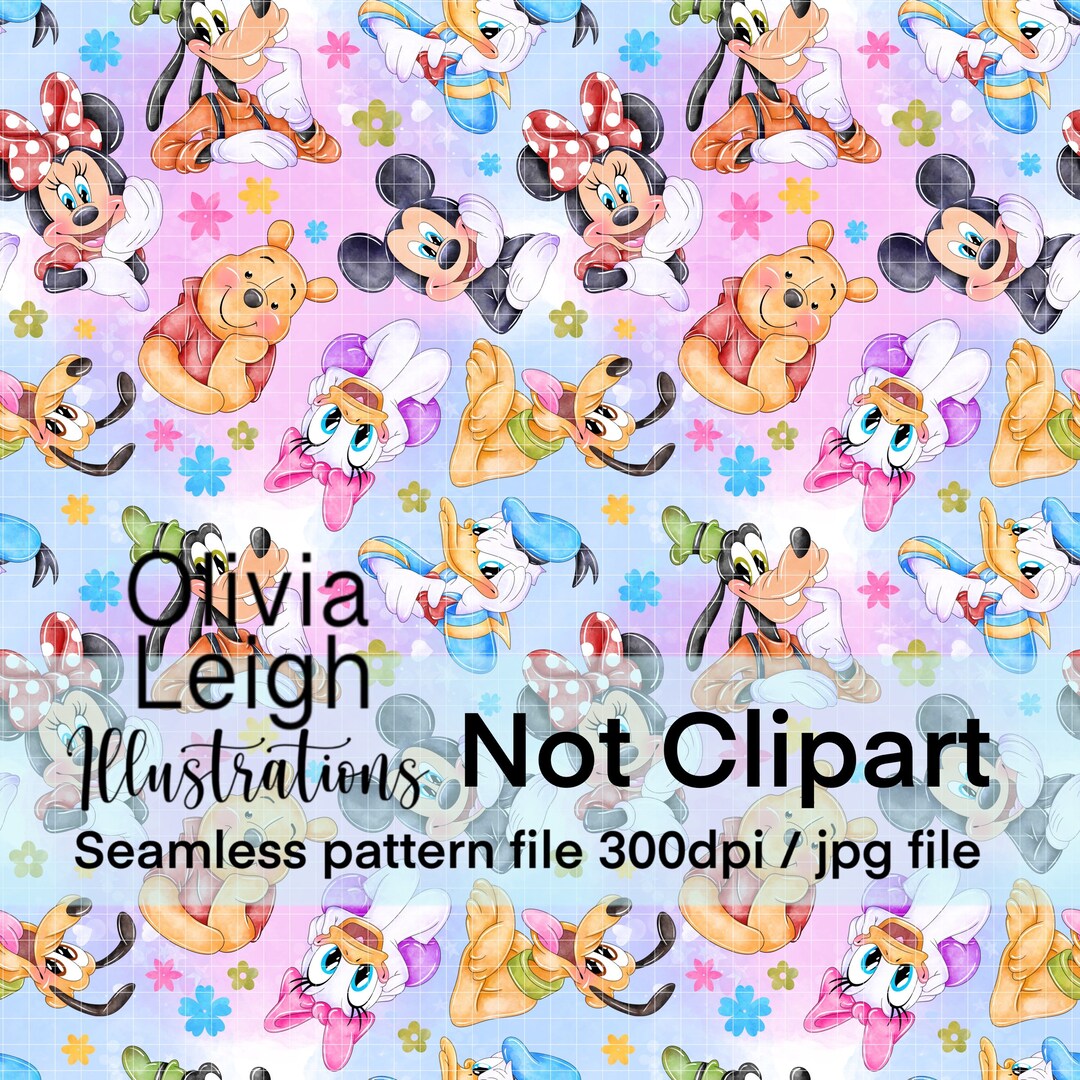 Mickey and Friends Summer Repeat Seamless Pattern. Digital Paper ...