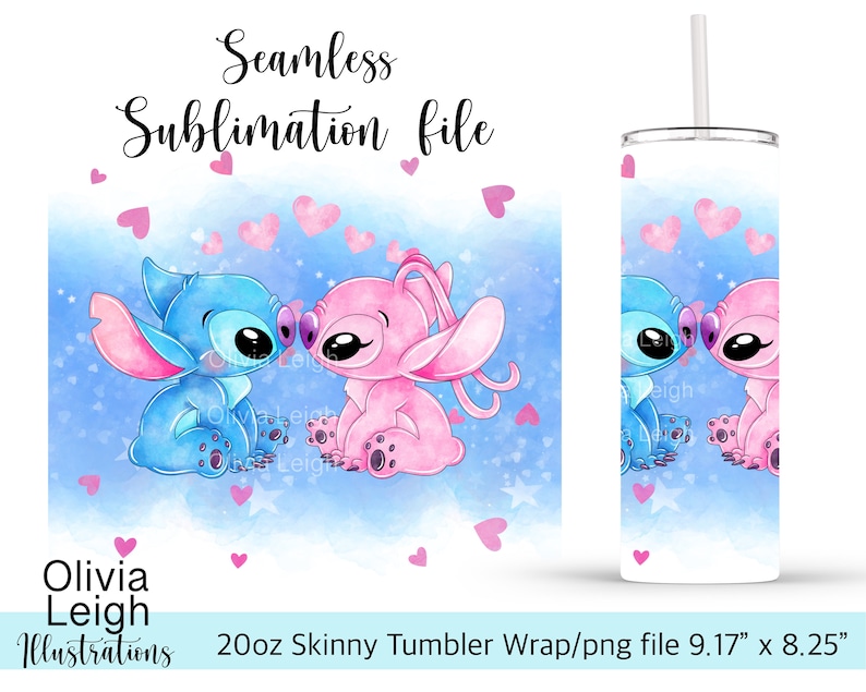 Stitch Sublimation Design Wrap PNG File DIGITAL DOWNLOAD 20oz - Etsy