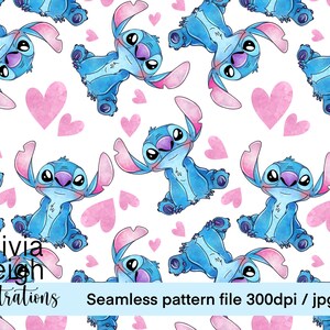 Cute Stitch and Angel Seamless Pattern. Digital Paper. DIGITAL - Etsy