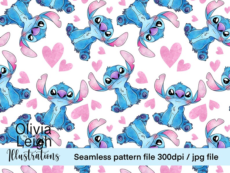 Cute Stitch and Angel Seamless Pattern. Digital Paper. DIGITAL - Etsy