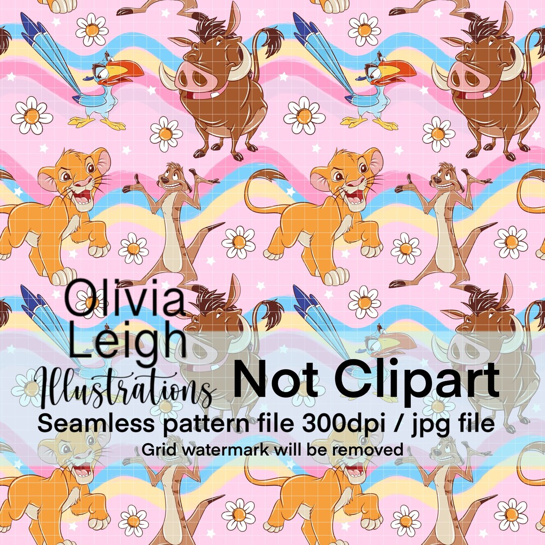 The Lion King Cute Pink Seamless Pattern. Digital Paper. DIGITAL ...