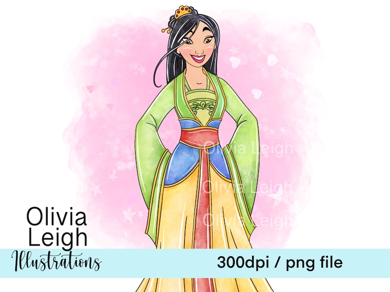 Princess Mulan Cute Clipart PNG Files DIGITAL DOWNLOAD - Etsy
